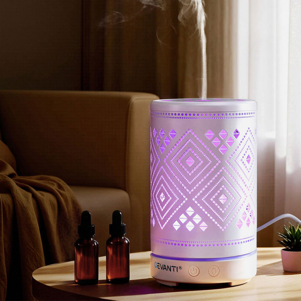 Devanti Ultrasonic Aroma Diffuser Aromatherapy 100ml LED Lights Iron H