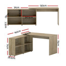 Alban 130CM Computer Desk with Bookshelf Oak