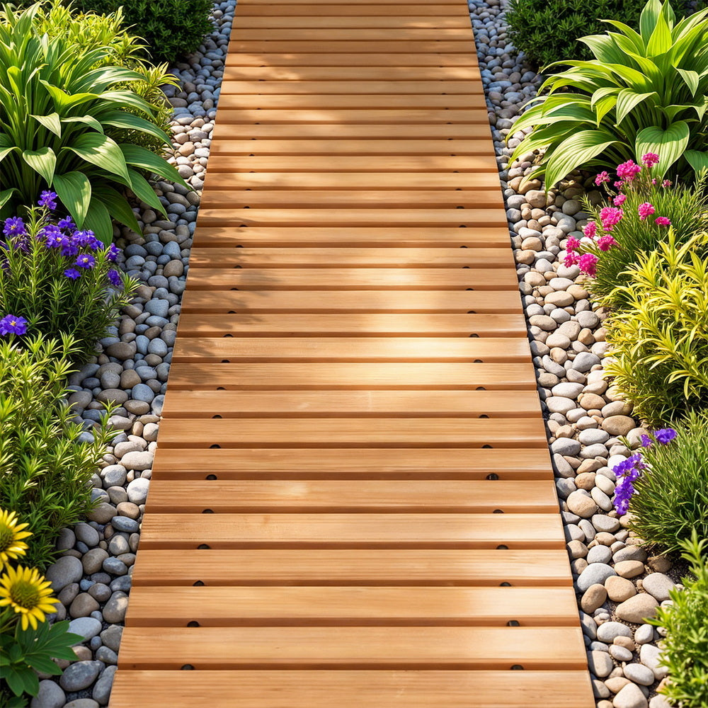 Gardeon 8FT Wooden Garden Pathway Roll-Out Straight Walkway Outdoor Ba