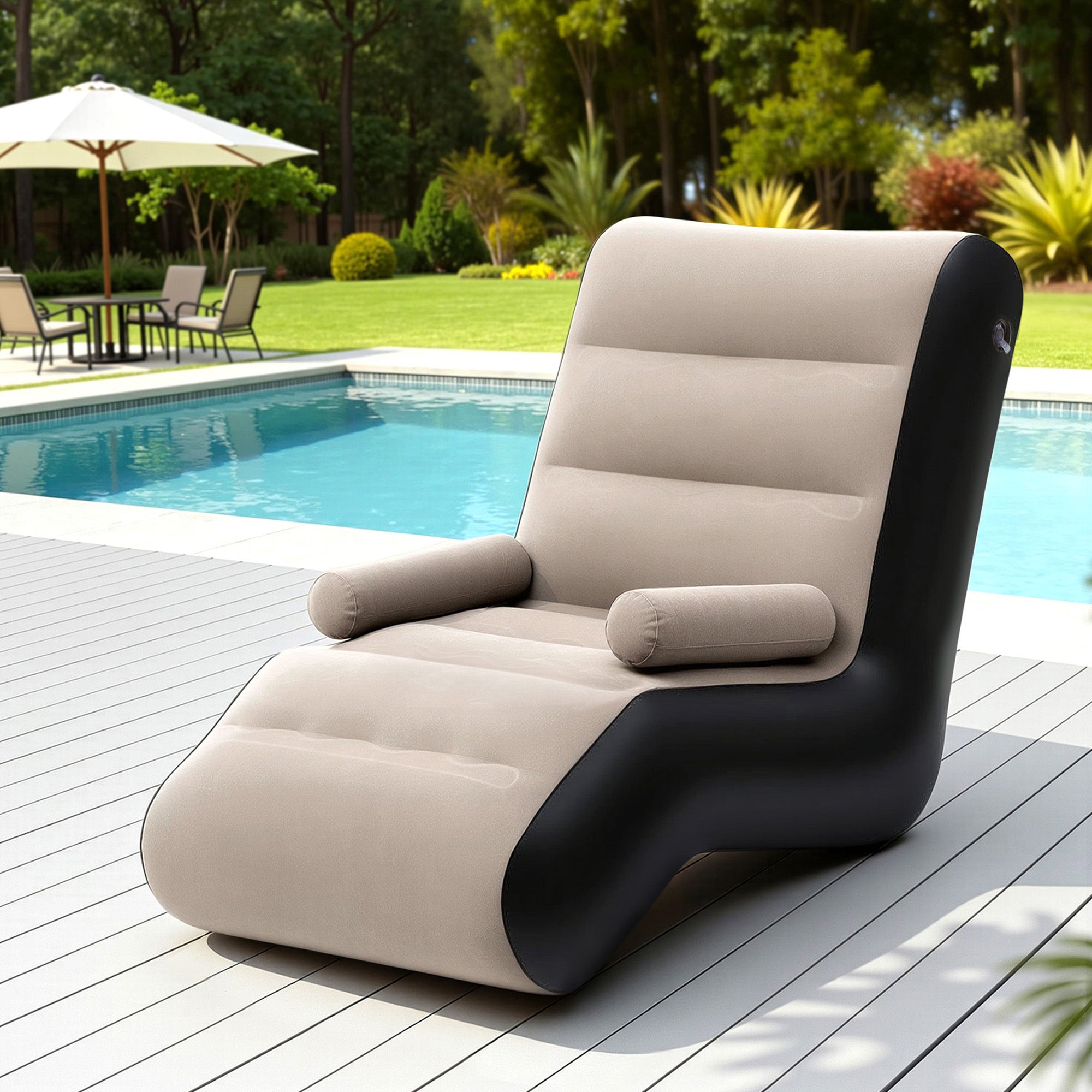 Gardeon Inflatable Chair Sun Lounger Blow Up Folding Air Chairs Sofa f