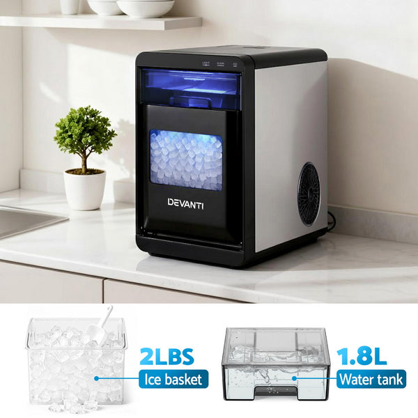 Devanti Ice Maker Machine 20kg Chewable Nugget Ice Countertop w/Self C