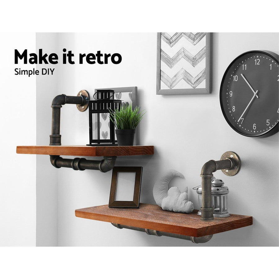 IVOR Floating Pipe Shelf Set of 2 DIY Industrial Timber