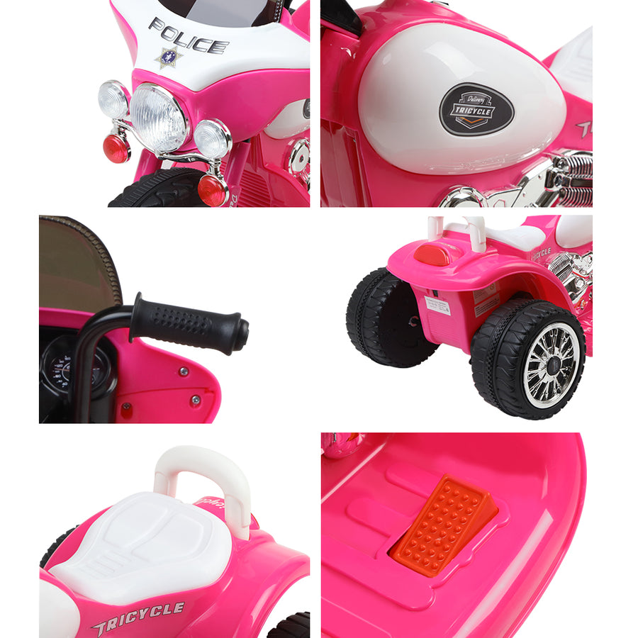 Rigo Kids 6V Electric Ride-On Police Motorcycle Pink