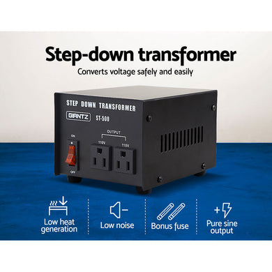 Giantz 500W Voltage Converter Step-Down Transformer 240V to 110V Black