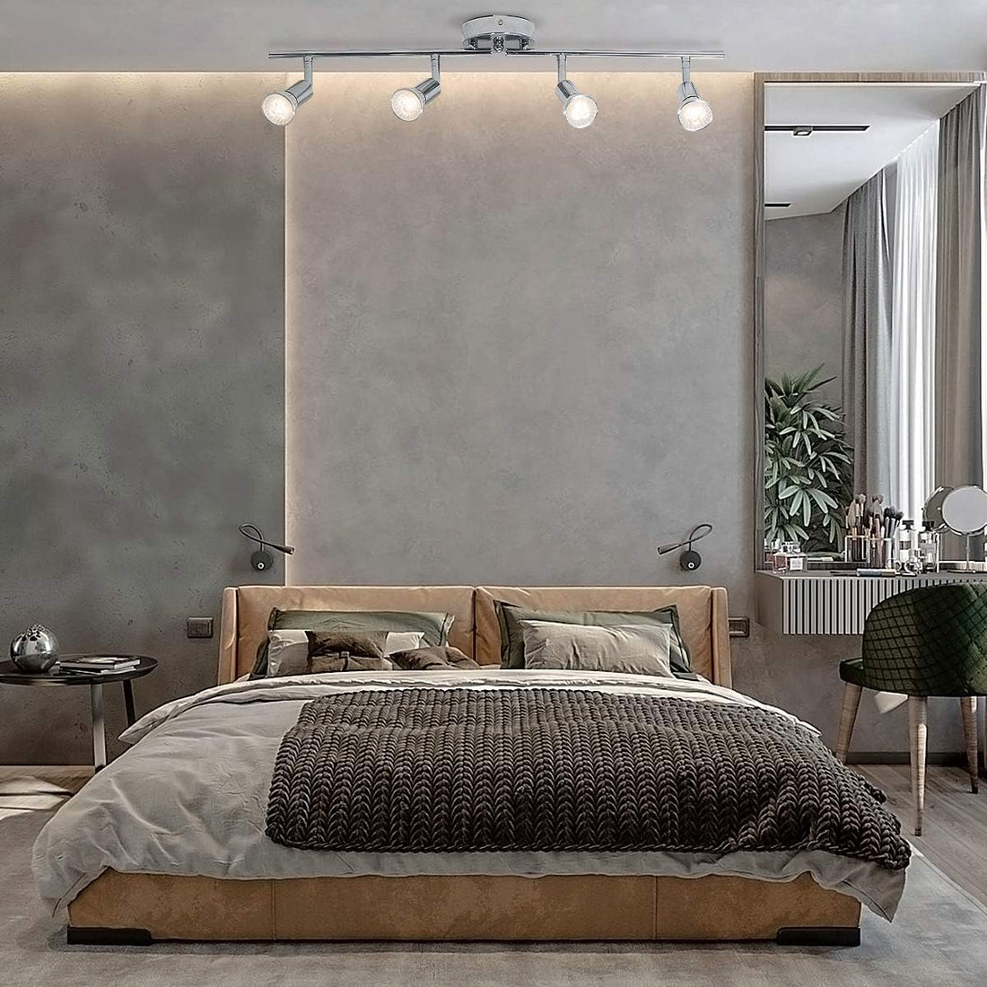 Modern 4 Light Track Lighting Kit LED Chrome