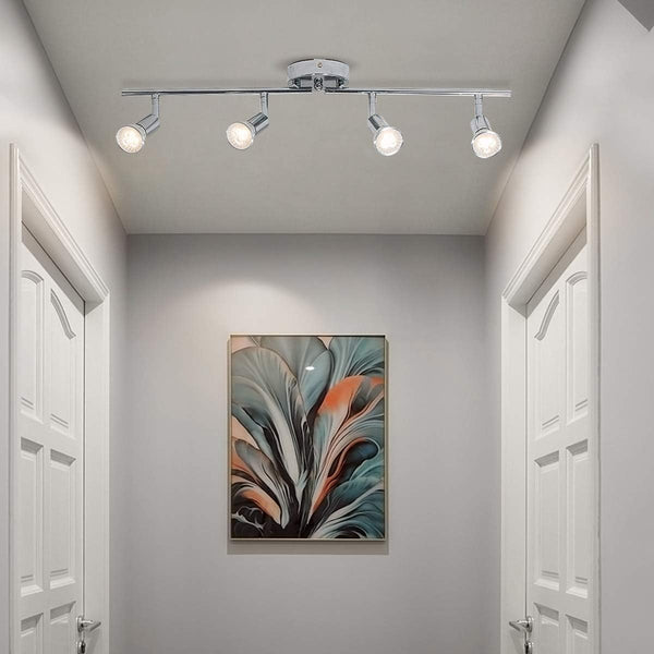 Modern 4 Light Track Lighting Kit LED Chrome