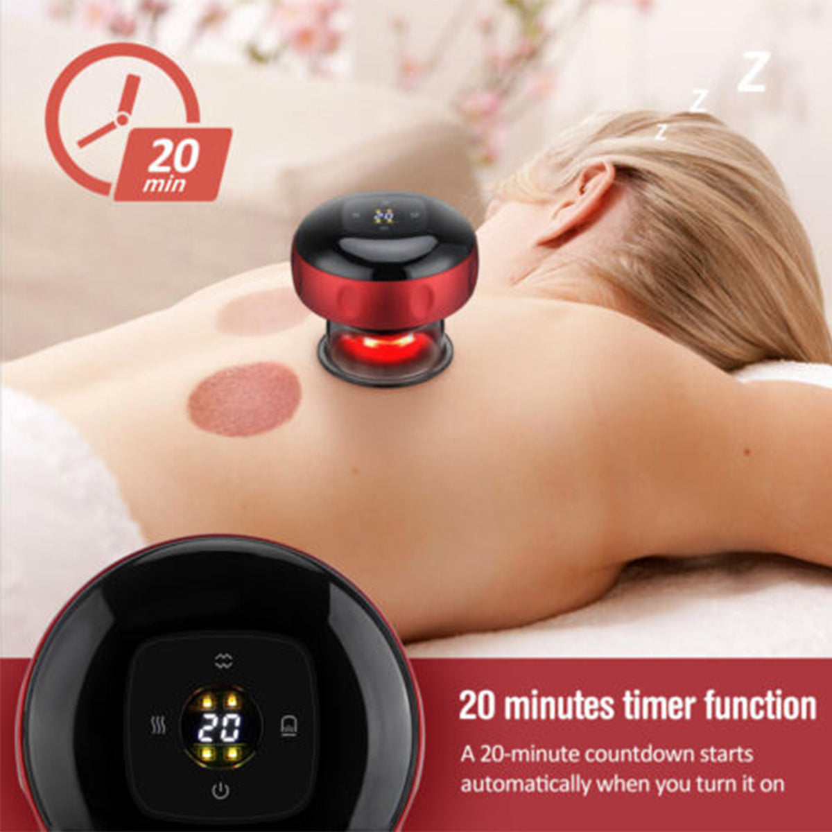 12 levels Electric Cupping Therapy Smart Scraping Massager Red Light H