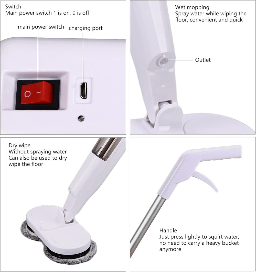 Cordless Electric spin 6Mops Cleaner 5In1 Floor Polisher Sweeper Washe
