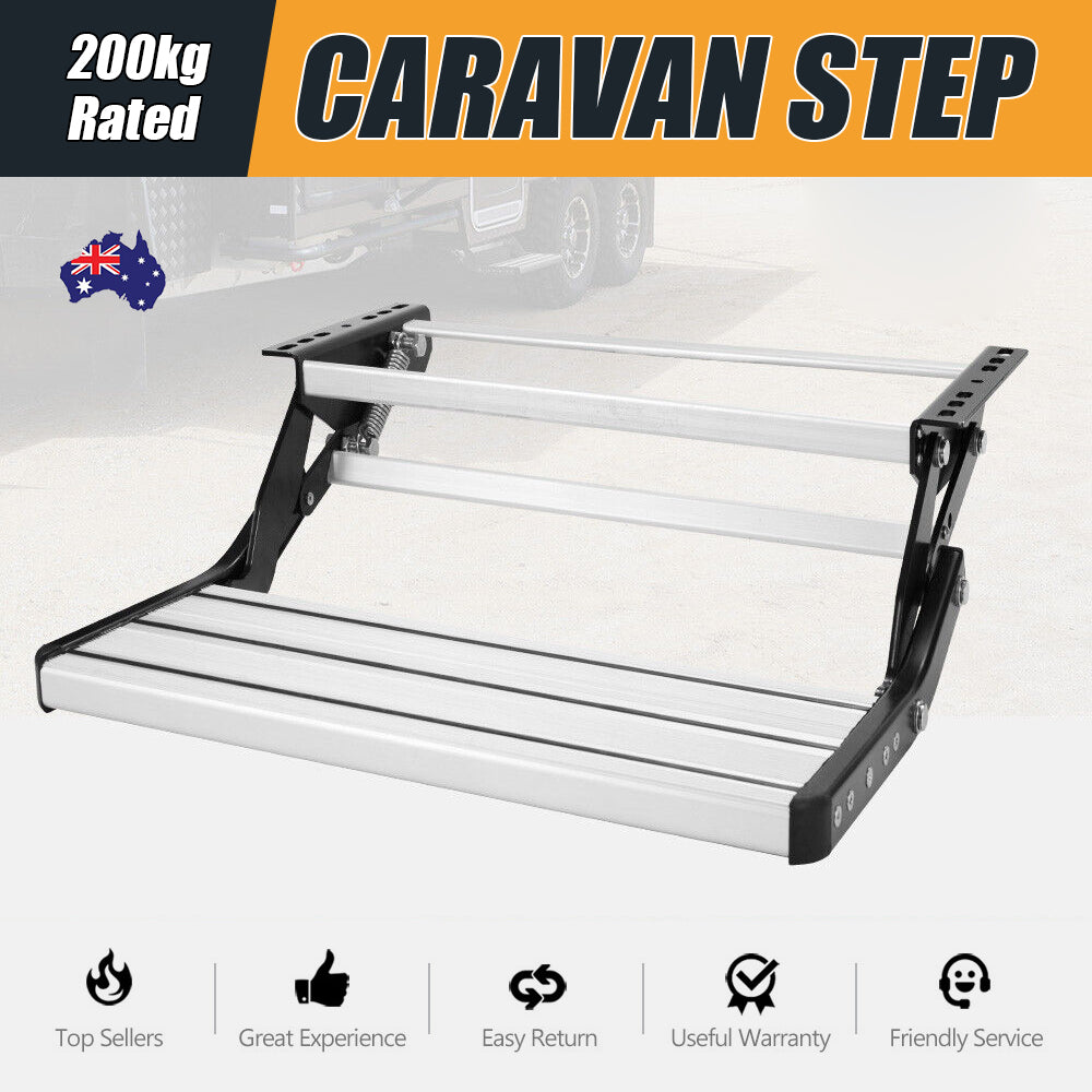 200KG Heavy Duty Caravan Step Folding Pull Out Portable RV Camper Trai