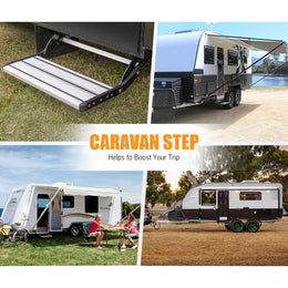 200KG Heavy Duty Caravan Step Folding Pull Out Portable RV Camper Trai
