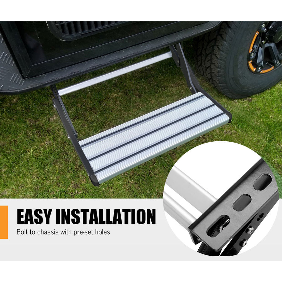 200KG Heavy Duty Caravan Step Folding Pull Out Portable RV Camper Trai