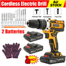 36VF BRUSHLESS HEAVY DUTY CORDLESS DRILL IMPACT DRIVER KIT HAMMER +2 B