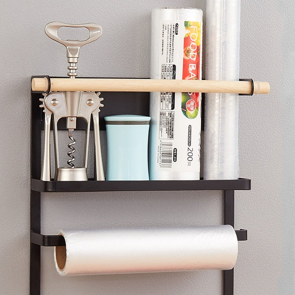Refrigerator Storage Rack Magnetic Holder With Hooks Paper Spice Jars