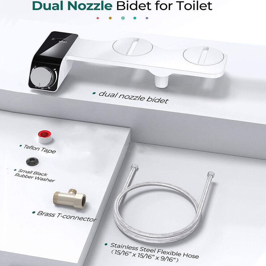 Toilet Bidet Seat Dual Nozzles Bidet Non Electric Toilet Water Sprayer