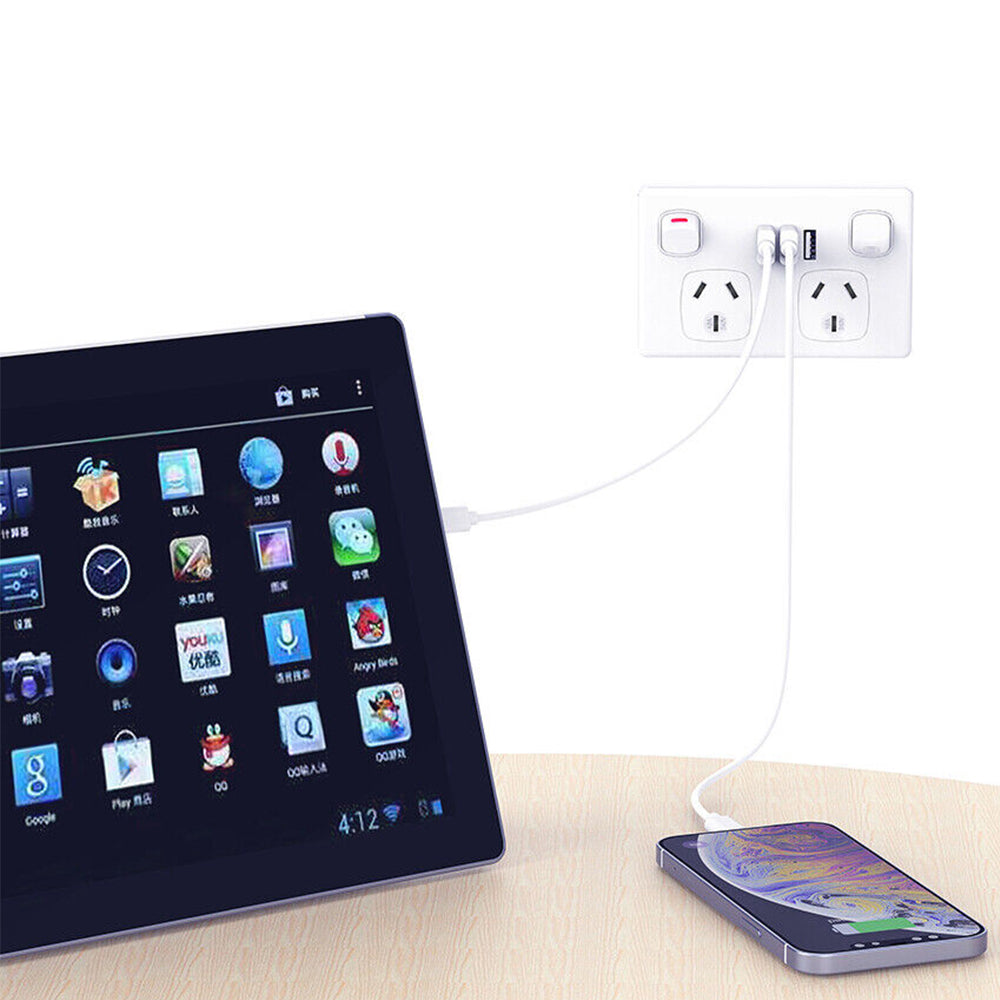 5PCS Double Power Point Dual USB+Type-C GPO Fast Charge 3.6 amp Wall O