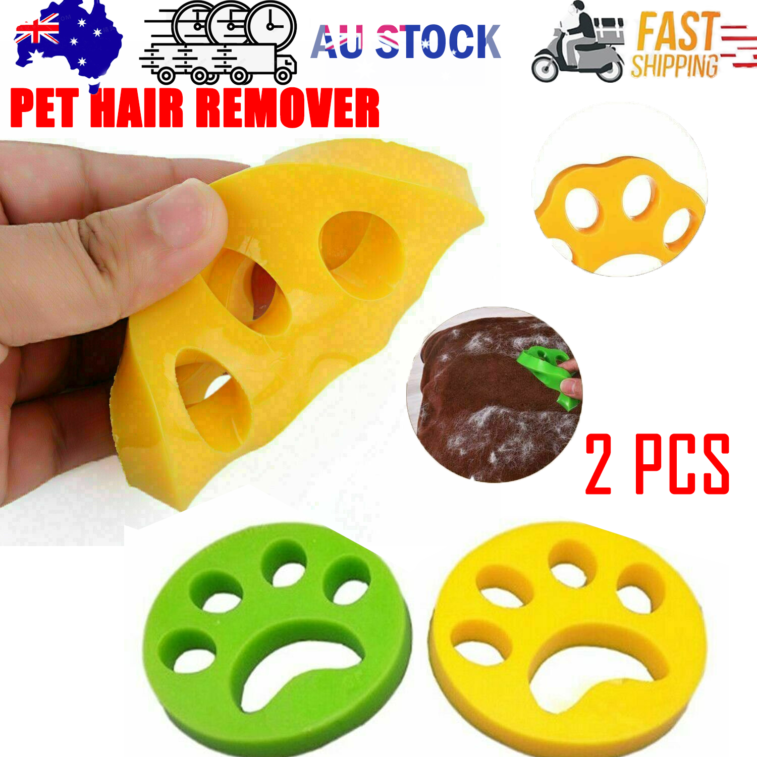 2 Pcs Pet Hair Remover Floating Fur Catcher Laundry Lint Dog CAT Washi