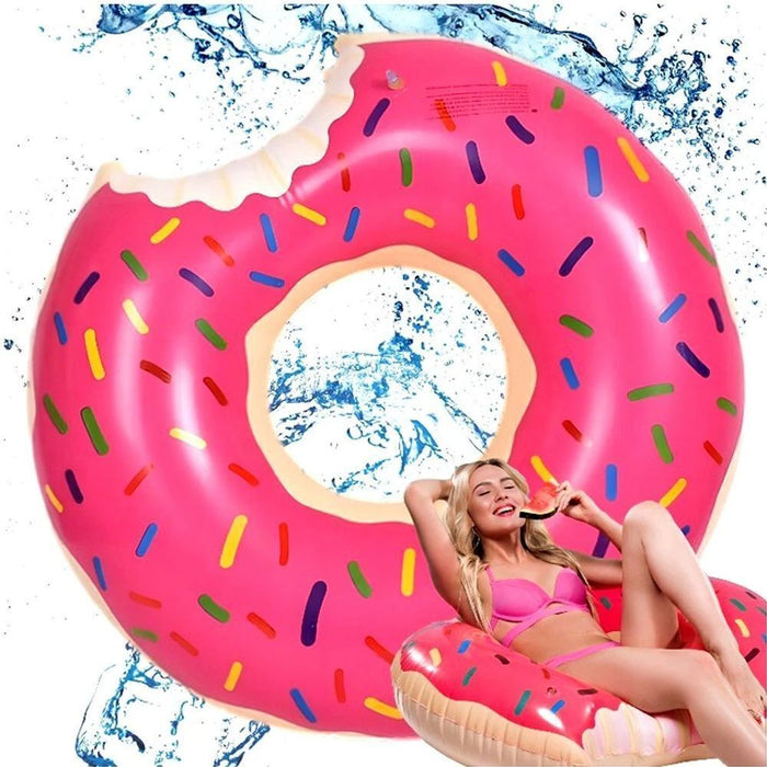 2pcs Pink Inflatable Giant Donut Raft Swim Ring Float Swimming Pool Be