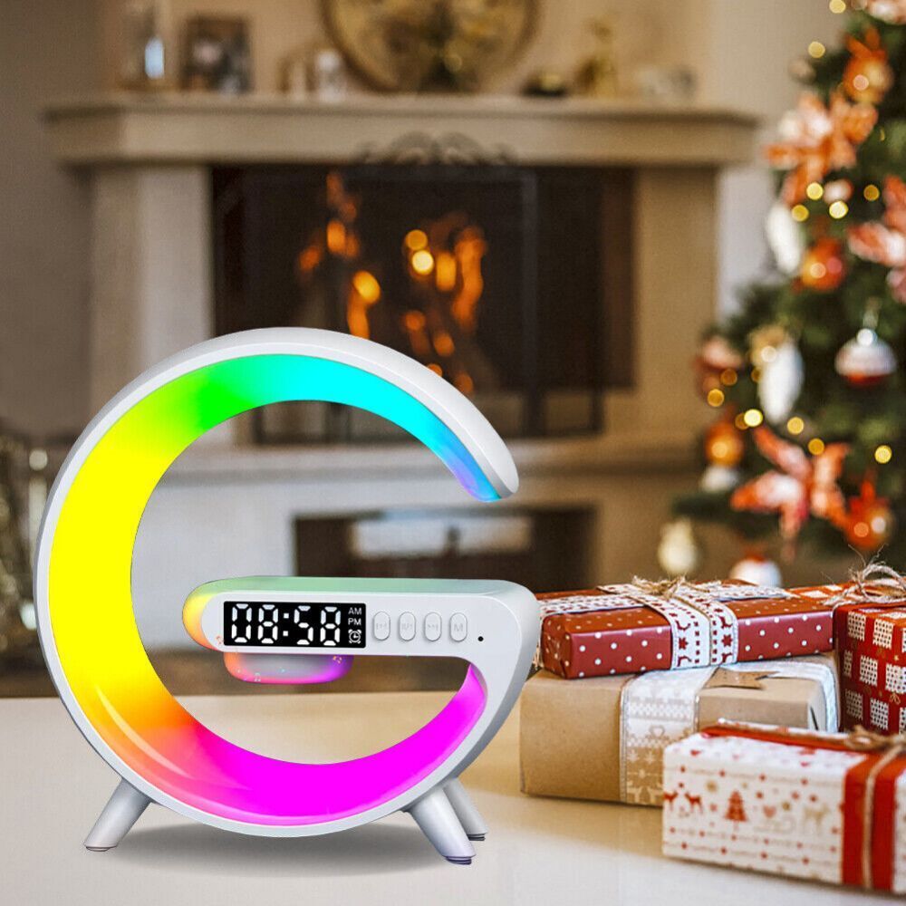 White Smart G Lamp Night Light Bluetooth Speaker Wireless Charger LED