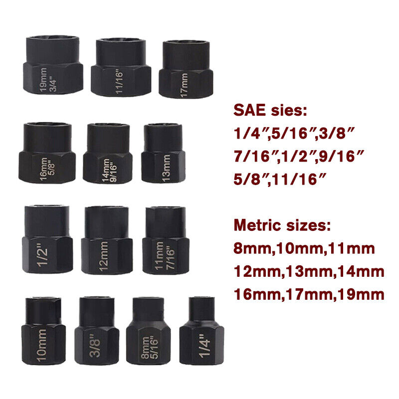 13-Piece Impact Bolt & Nut Remover Set Nut Extractor Socket Bolt Remov