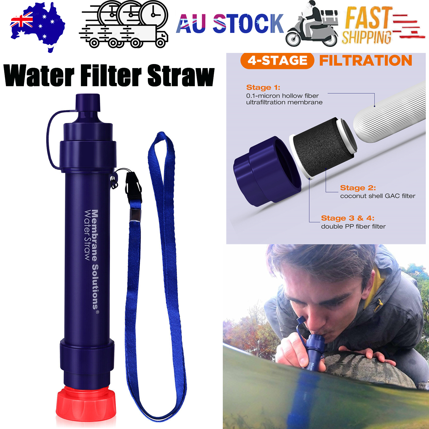Personal Water Filter Straw 5000L Outdoor Survival Water Purification