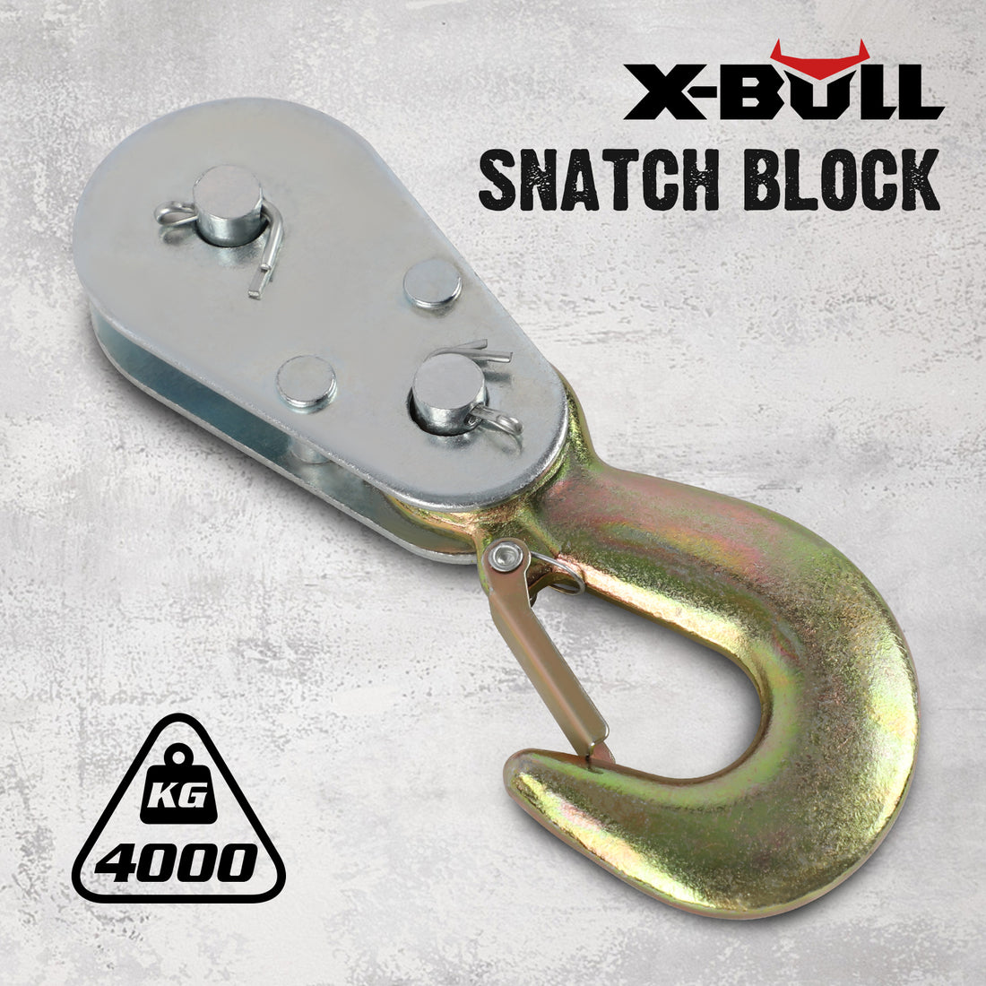 X-BULL 4Ton Snatch Block Pulley Hook Wire Rope Hoist For 4WD ATV UTV O