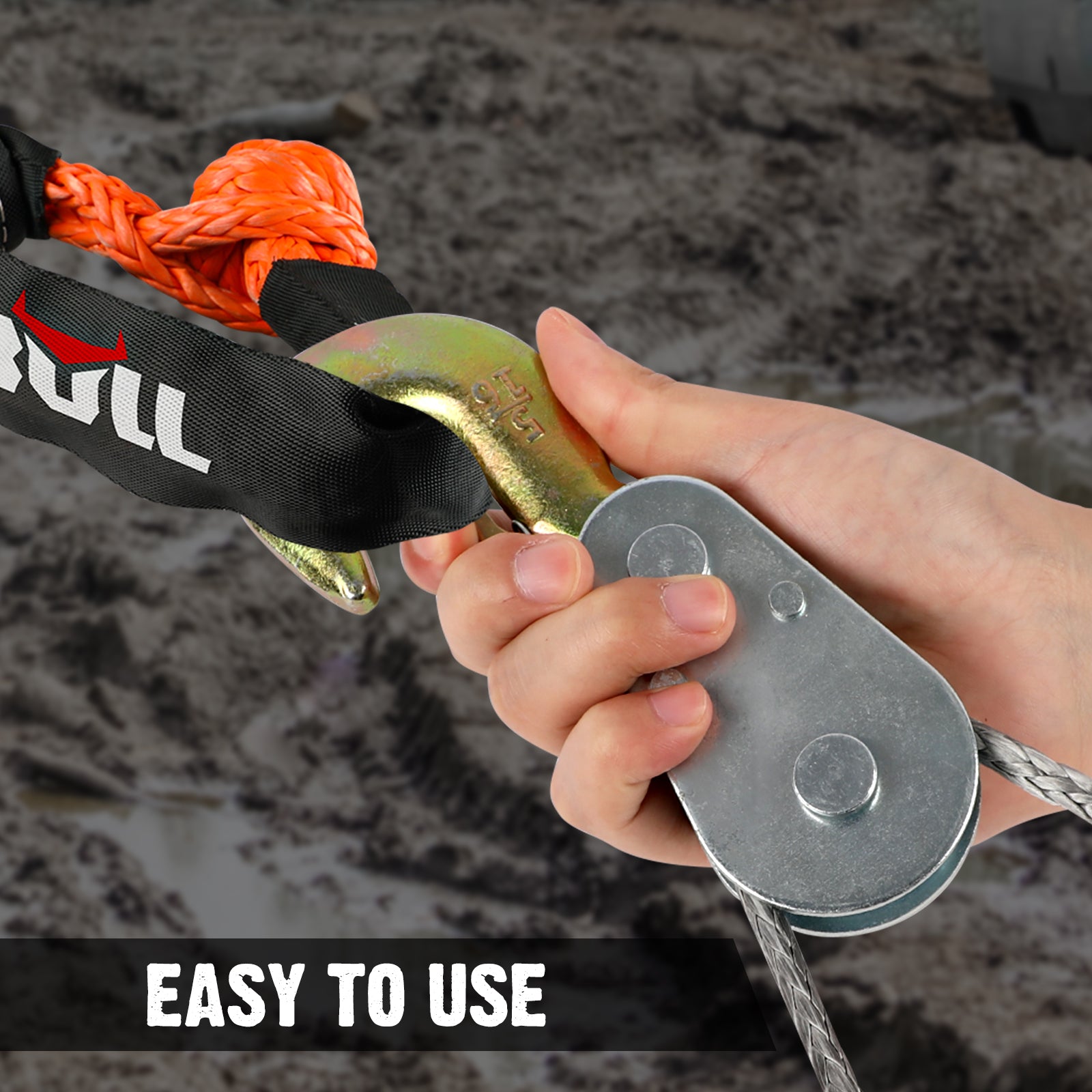 X-BULL 4Ton Snatch Block Pulley Hook Wire Rope Hoist For 4WD ATV UTV O