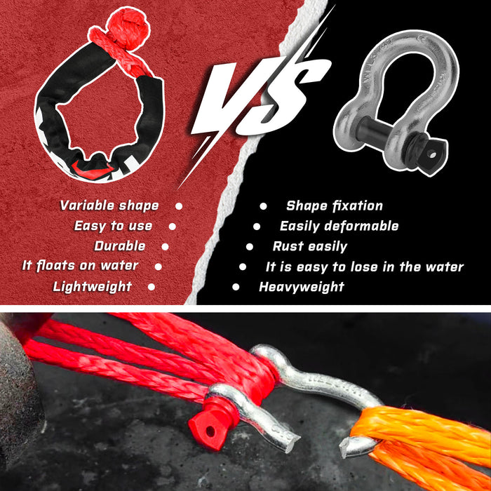 X-BULL Recovery Ring Soft Shackle Kit Snatch Block Pulley Rope Snatch