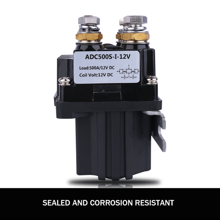 Heavy Duty 12V 500A Winch Solenoid Kit with Wireless Remote & 4T Snatc