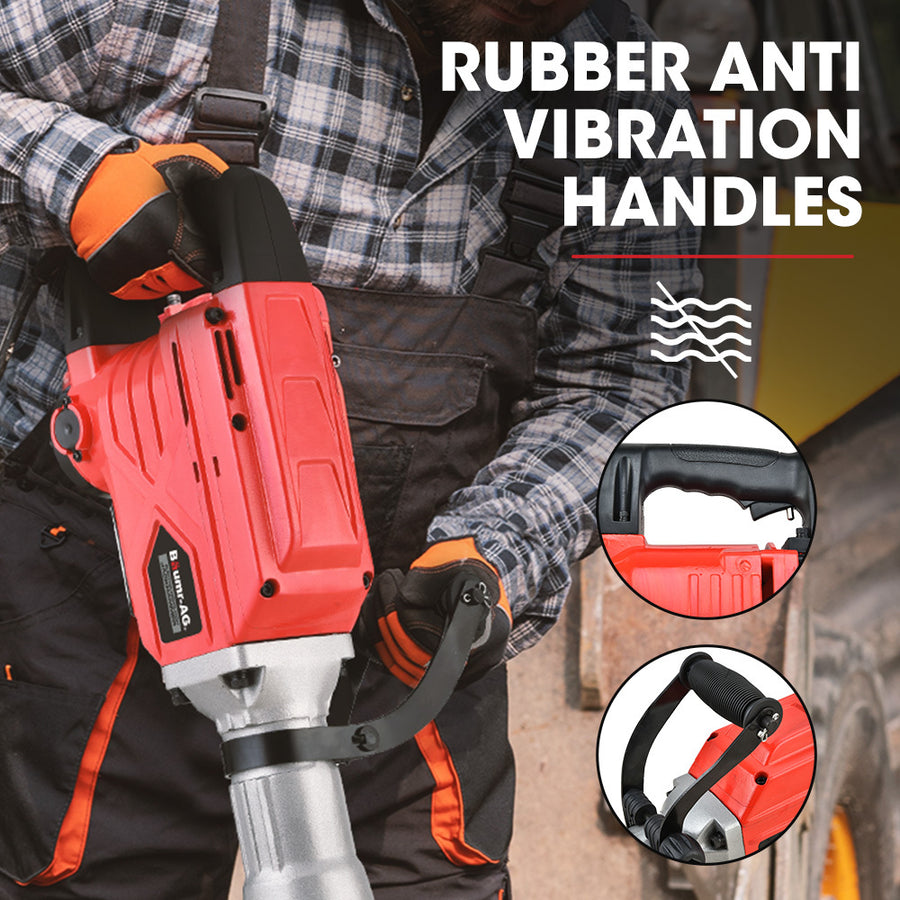 Baumr-AG 2300W Pro-Grade Electric Jackhammer 3 Chisels Carry Case