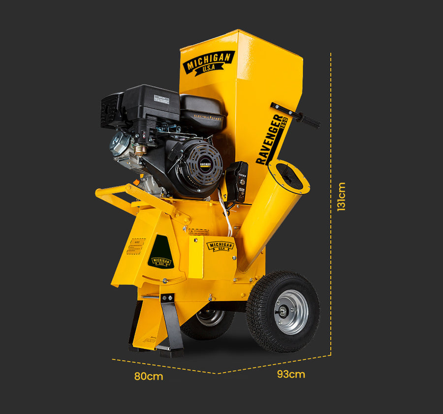 MICHIGAN 18HP 420cc Petrol Commercial Wood Chipper, Electric Key Start