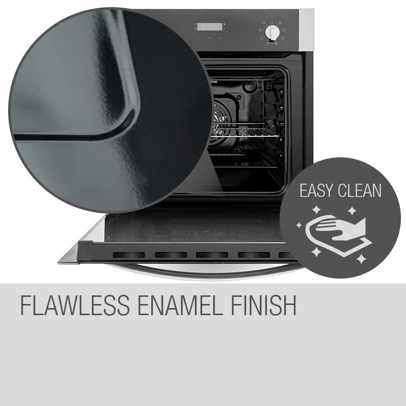 EuroChef 60cm Stainless Built-in 70L Grill 8 Function Fan Forced Elect