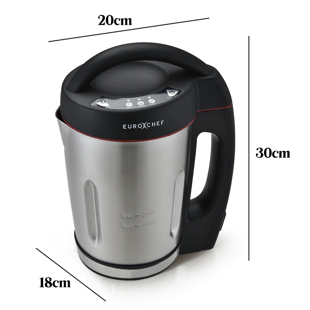 EuroChef Compact Soup Maker Blender Stainless Steel Hot Cold Mixer