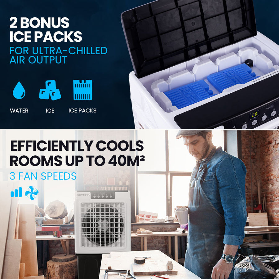 POLYCOOL 45L 125W Evaporative Air Cooler Portable Industrial Fan, Puri