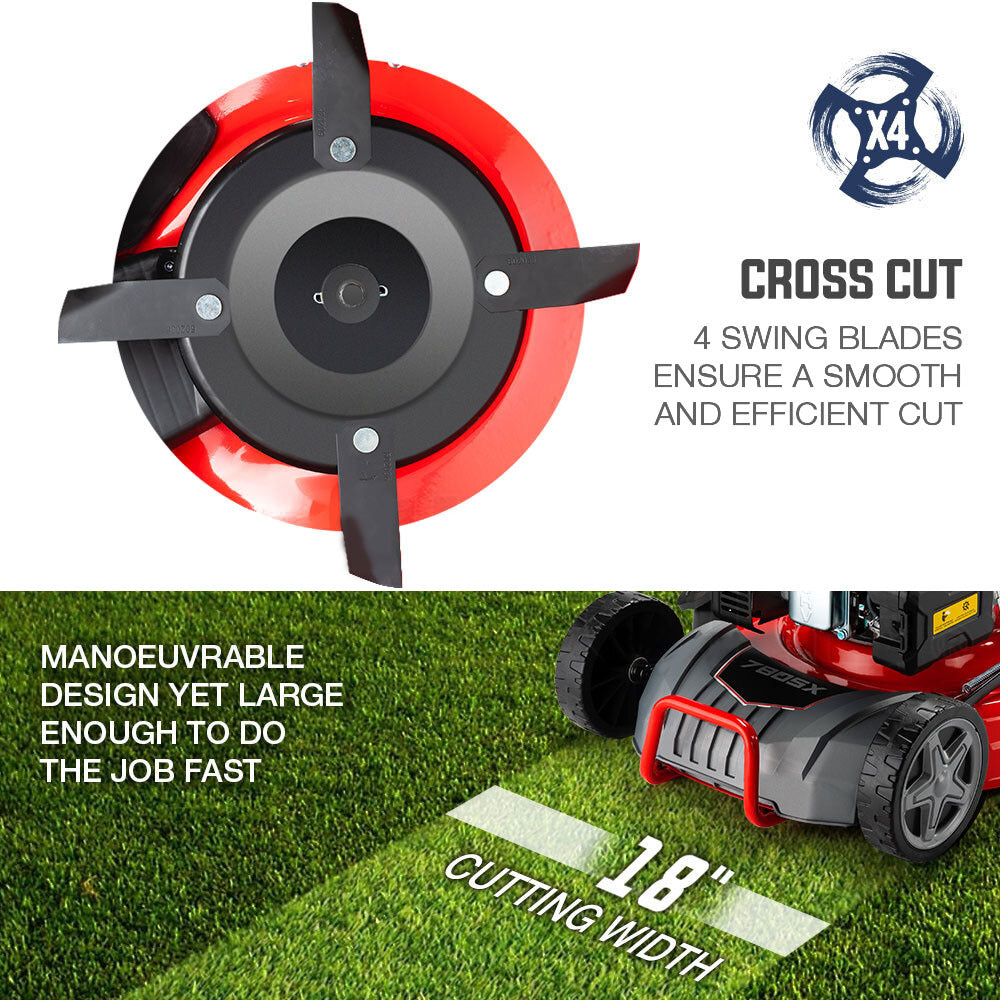 Baumr-AG Lawn Mower 18 220cc Petrol Self-Propelled Push Lawnmower 4-St