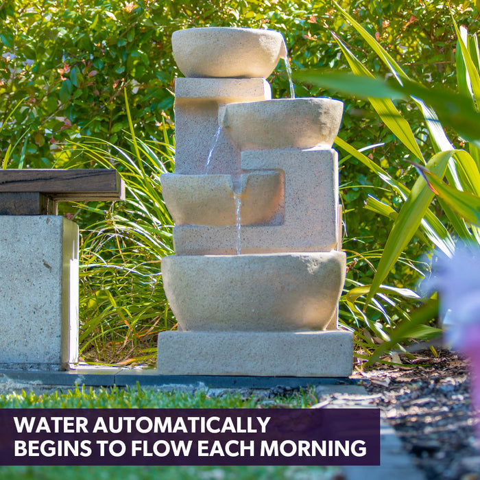 Premium Solar Fountain Water Feature with LED & Battery