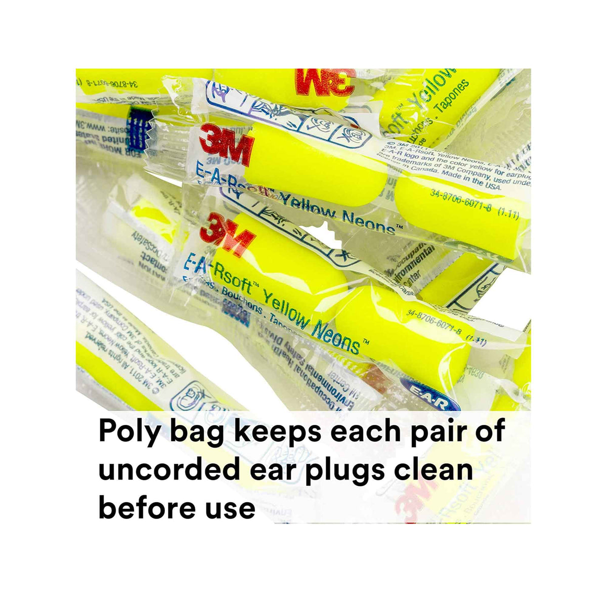 200 Pairs 3M Foam Safety Neon Earplugs Workplace Noise Reduction Dispo