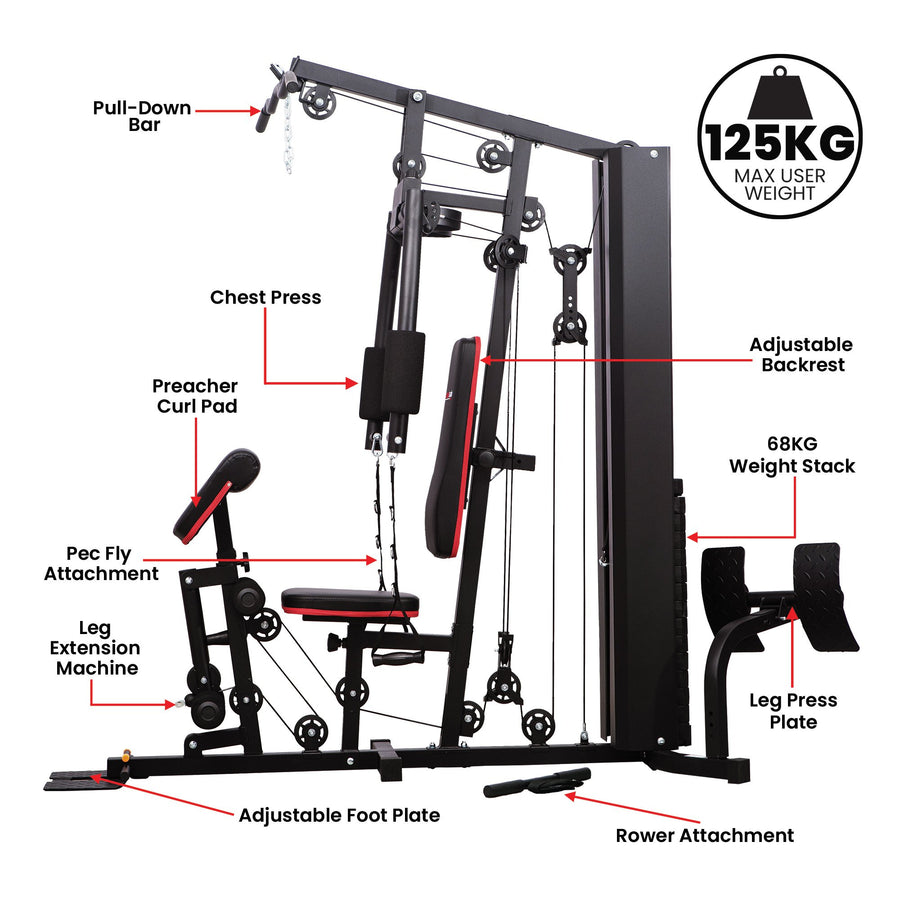 JX-89 Multi-Station Home Gym 68kg Weight Cable Machine