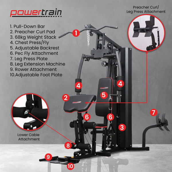 JX-89 Multi-Station Home Gym 68kg Weight Cable Machine