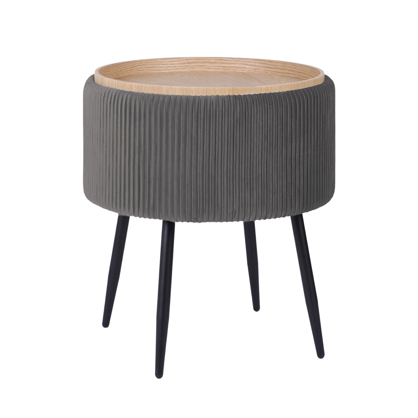 Side Table Storage Ottoman - Velvet Padded Stool Vanity Footstool CLEO
