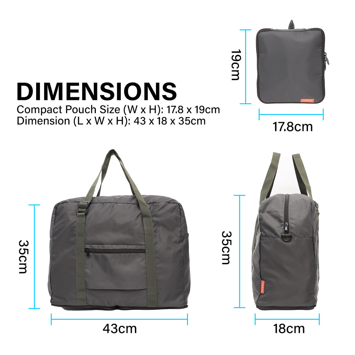 Shopper Bag Travel Duffle Bag Foldable Laptop Luggage Nylon KO-BOSTON