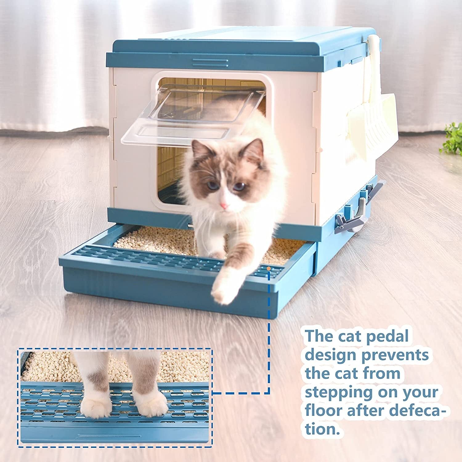 YES4PETS XL Portable Cat Toilet Litter Box Tray Foldable House with Ha