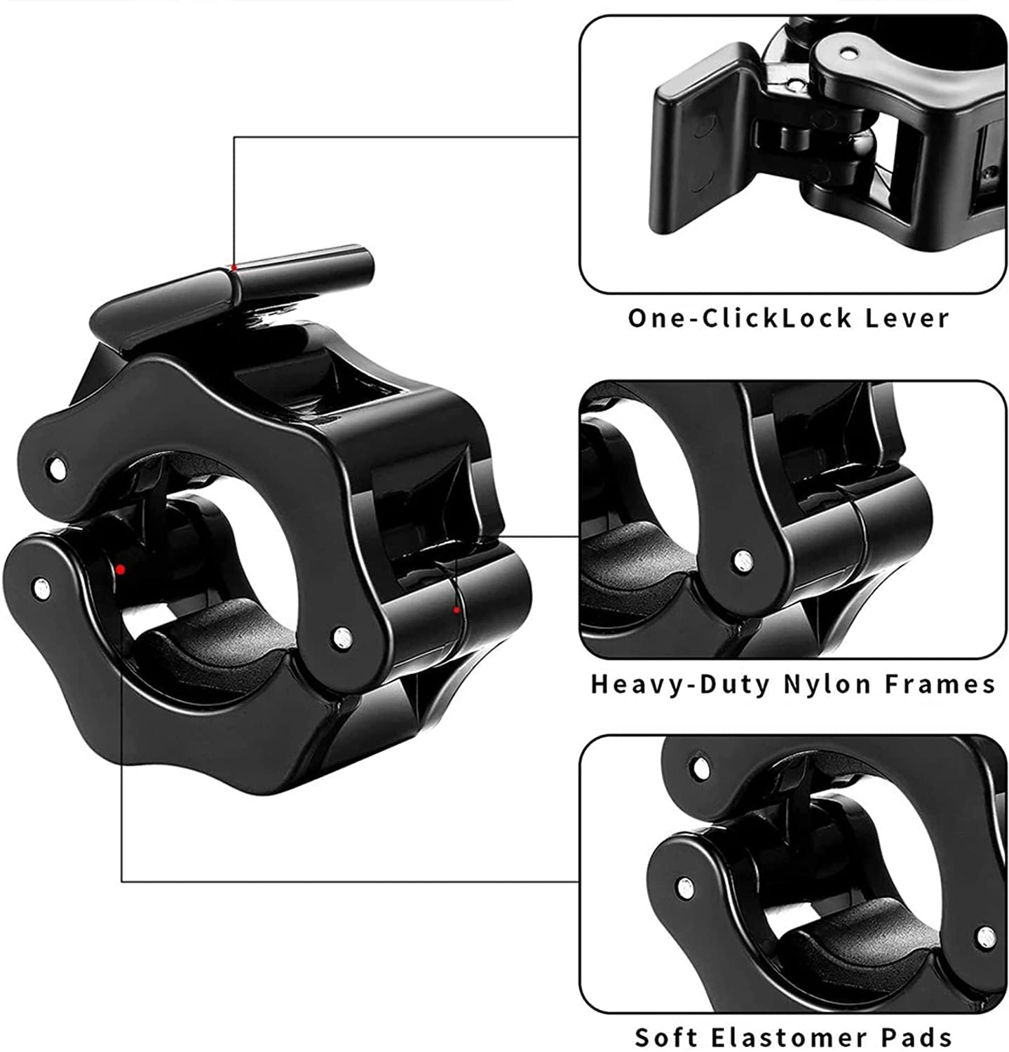 2Pcs 2in / 50mm Olympic Dumbbell Clamps Barbell Clamps Collars Clips B