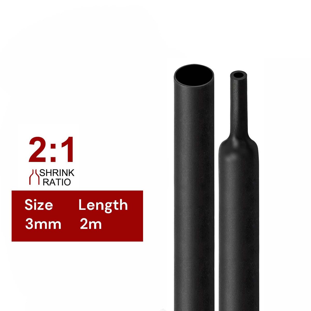 2m Polyolefin Shrink Tube 1/8" 3mm 2:1 Ratio Heat Shrink Tubing Sleevi