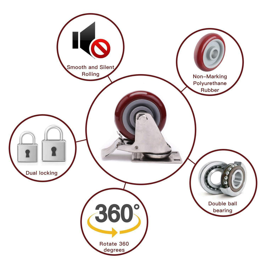 4 inch Heavy Duty Casters Lockable Caster Wheel Swivel Casters Castor