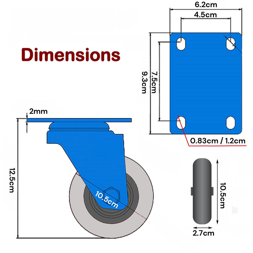 4x 4 inch Heavy Duty Swivel Brake Locking Caster Castor Wheels Casters
