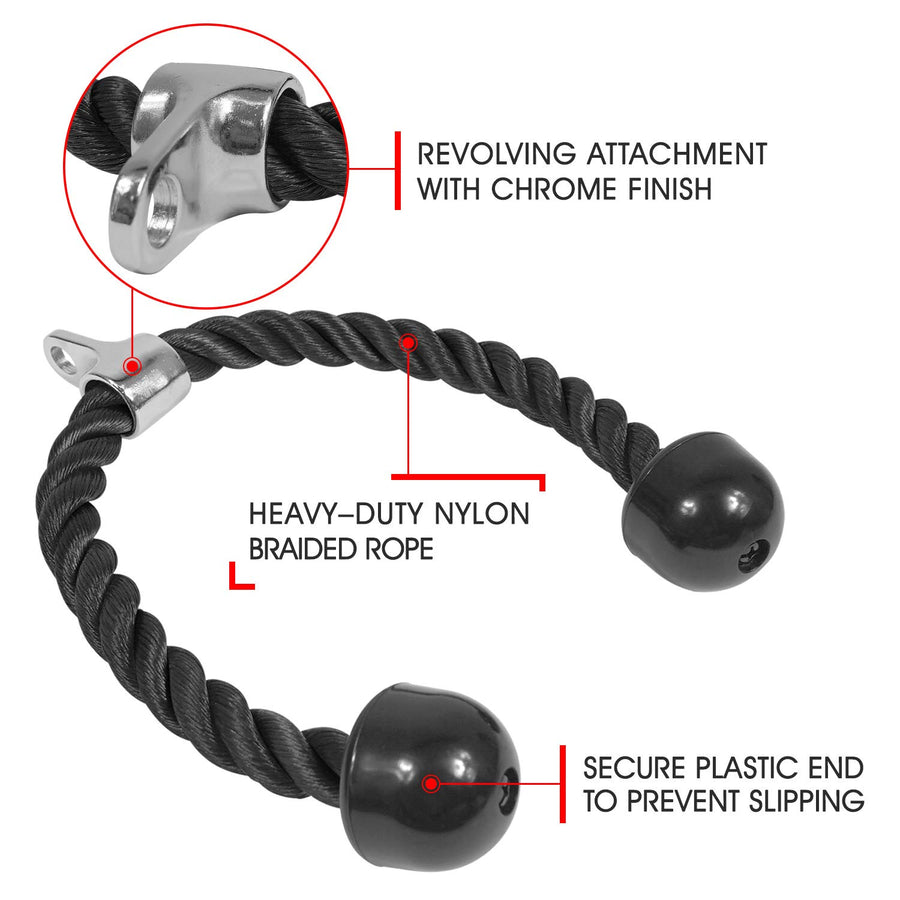Tricep Rope Fitness Gym Pulley Pull Down Rope Cable Machine Attachment
