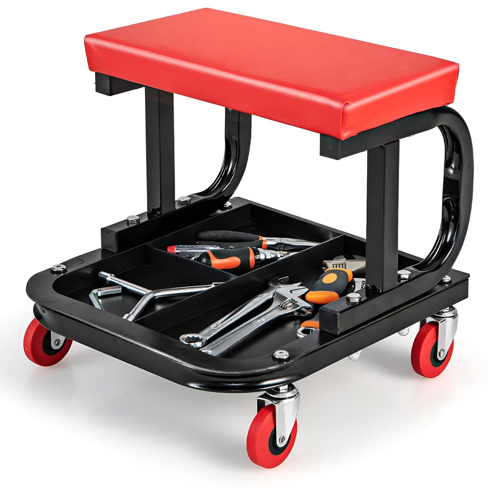 Garage Roller Seat Car Creeper Seat with Tool Tray Storage for Garages