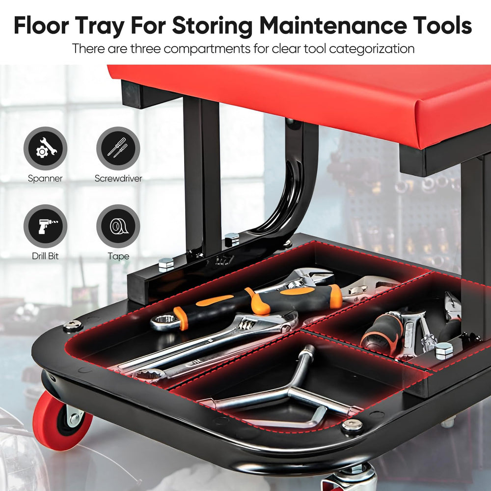 Garage Roller Seat Car Creeper Seat with Tool Tray Storage for Garages