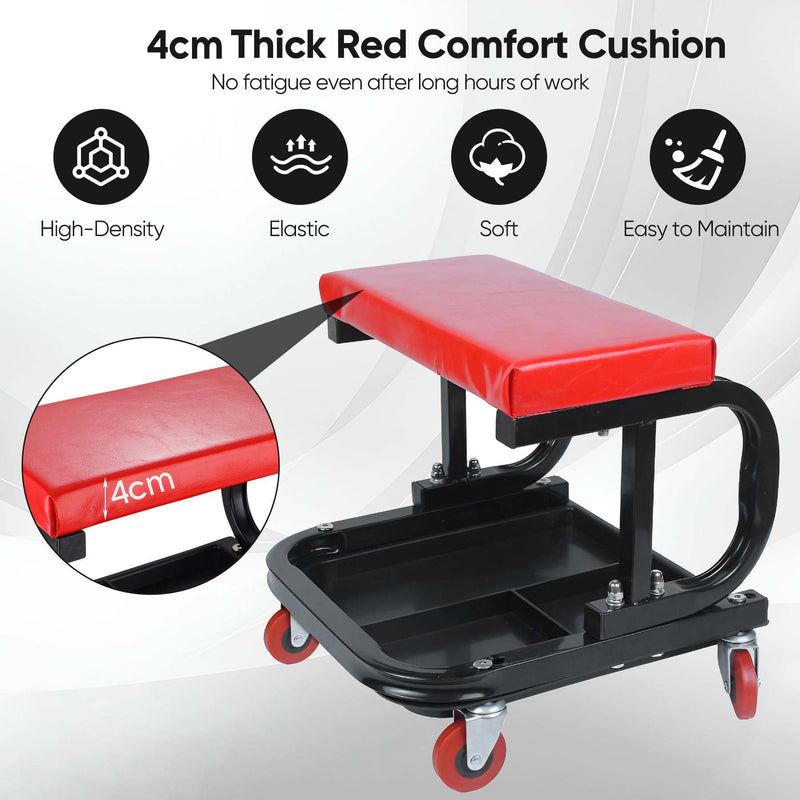 Garage Roller Seat Car Creeper Seat with Tool Tray Storage for Garages