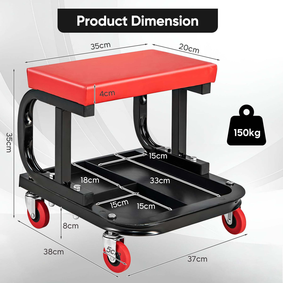 Garage Roller Seat Car Creeper Seat with Tool Tray Storage for Garages